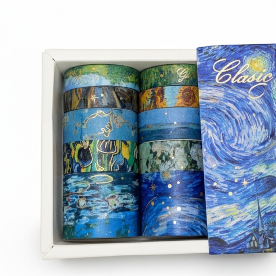 New 10 Rolls Van Gogh Watercolor Starry Night Washi Tape Scrapbook Art ...