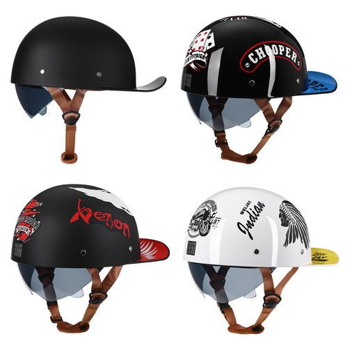 Vintage Motorcycle Half Helmet Baseball Cap Street Bike Colorful Safety ...