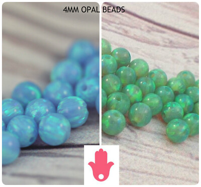 4MM Round Loose Mix Blue Green Lab Opal Spacer Beads Jewelry Making 12 ...