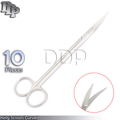 10× Kelly Scissor Curved 7" Sharp/Sharp Dental Surgical Medical ENT ...