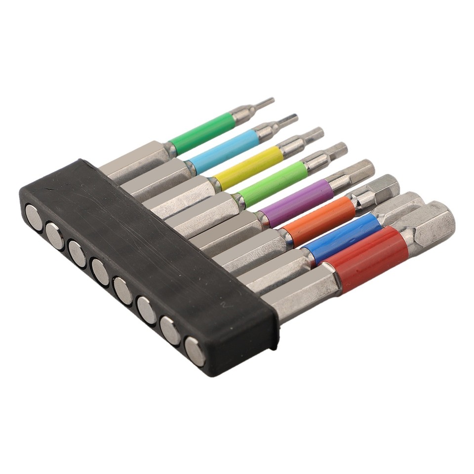 Set of Eight Magnetic Hex Bits Size 65mm Compatible with Electric Tools ...