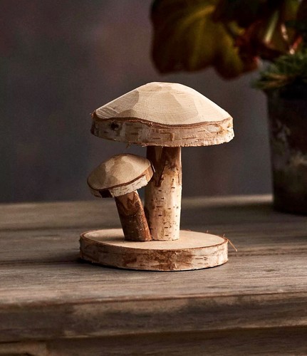 ANTHROPOLOGIE HAND CARVED OAK TREE MUSHROOMS TOADSTOOL HOME DECORATIVE OBJECT | eBay