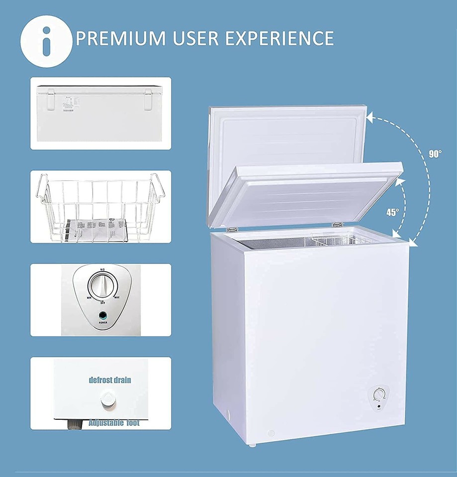 Chest Freezer 5 Cubic Feet Deep Freezer Frozen Food Storage Basket ...