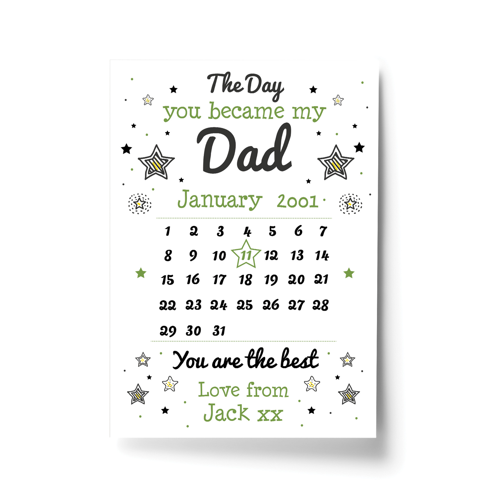Personalised Fathers Day Gifts For Dad Daddy Grandad Calendar Frame ...