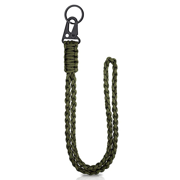Heavy Duty Braided 550 Paracord Neck Lanyard Keychain for Men Women ...