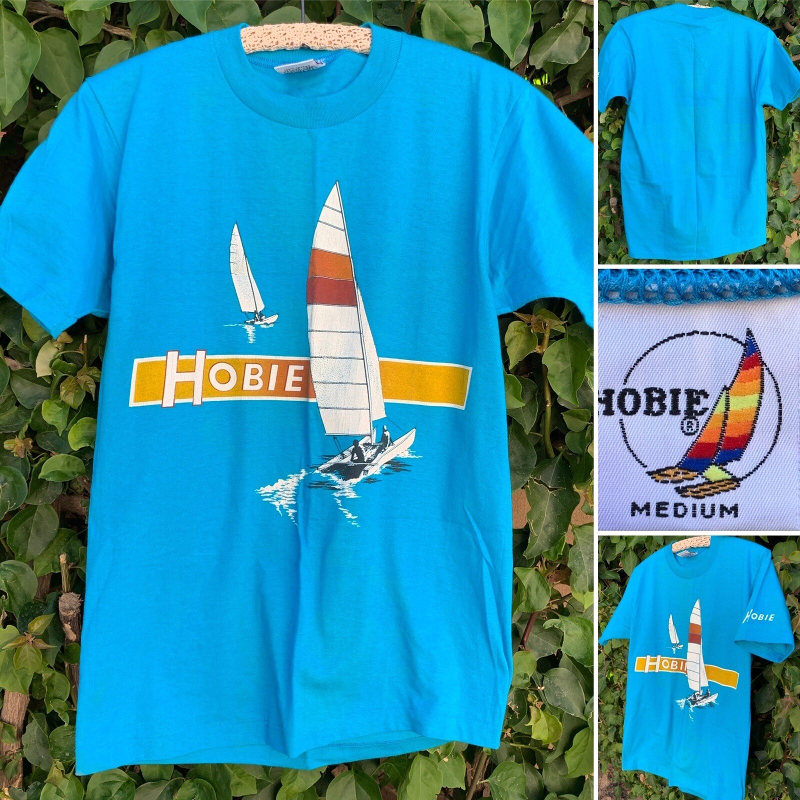 Vintage Hobie T Shirt Graphic Tee Cotton Made In USA Size M Medium | eBay