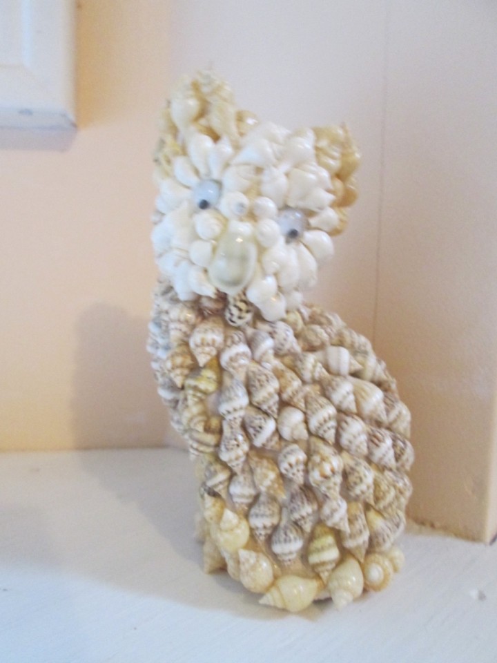 Vintage Seashell Cat Figurine Handcrafted 4" Tall Phillipines | eBay