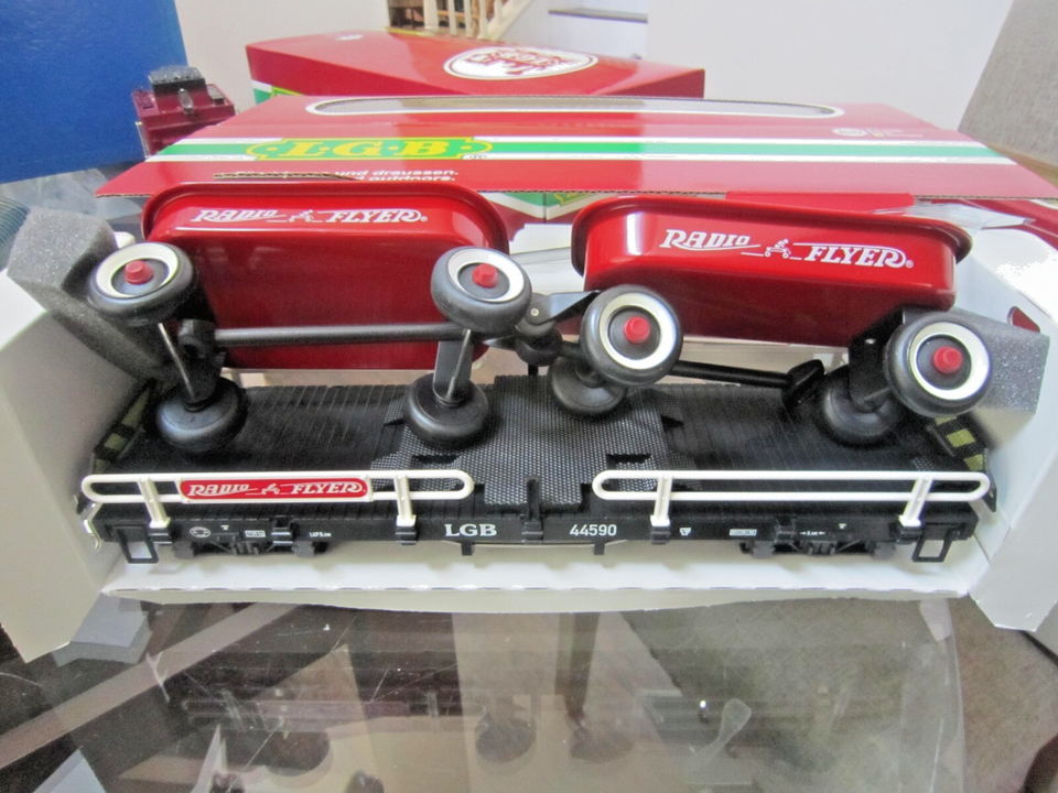 LEHMANN LGB RARE G SCALE 44590 NEW RADIO FLYER FLAT CAR SET IN BOX | eBay