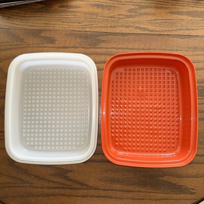 Vintage Tupperware Meat Keeper Marinade Container with Lid Paprika Red ...