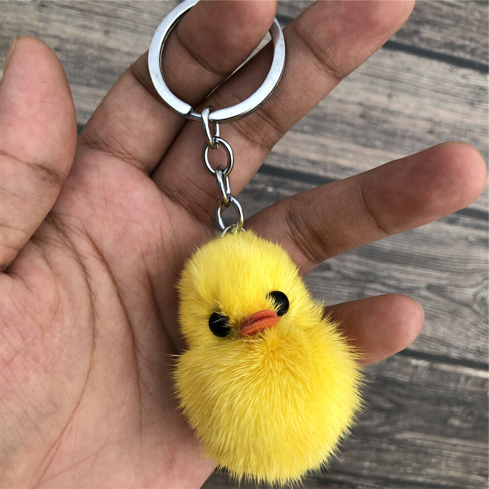 1pc Real Mink Fur Chick Duck Doll Toy Keyring Bag Charm Phone Car ...