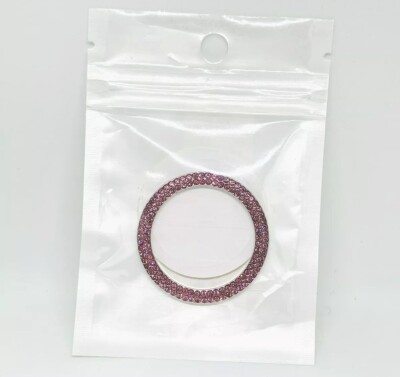 NEW Pink Crystal Car Key Start Button Adhesive Decorative Ring Diamond ...