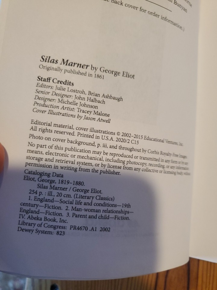 A Beka Book 10th Grade Silas Marner Reading Book Literary Classics | eBay