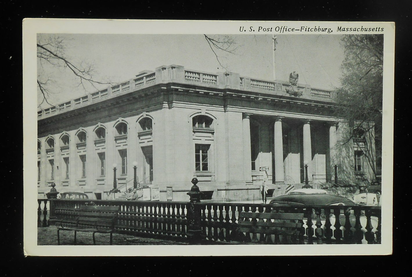 1950s Post Office Iron Fence Old Cars Fitchburg MA Worcester Co ...