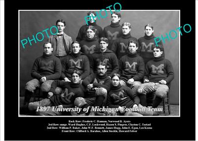 OLD 8x6 HISTORIC PHOTO OF UNIVERSITY OF MICHIGAN FOOTBALL TEAM 1897 ...