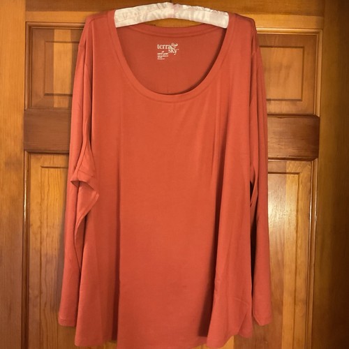 Womens Plus Size 4X NWT Rust Color Long Sleeve Super Stretchy Top New ...