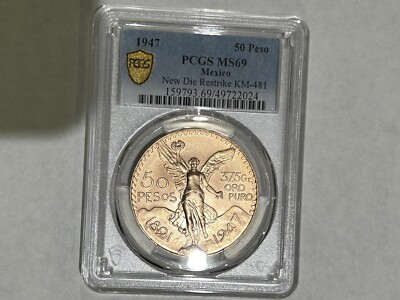 Mexican Gold Centenario 1947 New Die Restrike 50 Pesos Coin 22k ...
