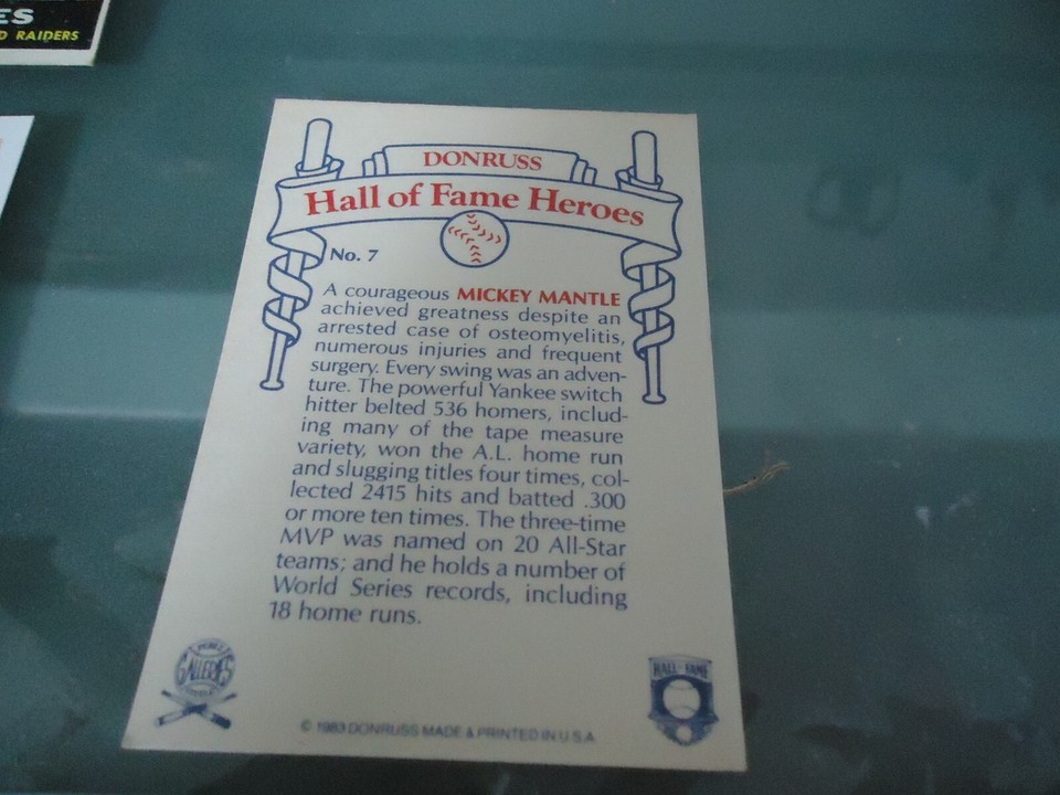 1983 Donruss Hall of Fame Heroes #7 Mickey Mantle Yankees | eBay