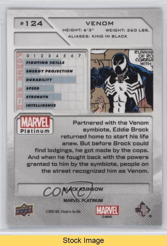 2023 Upper Deck Marvel Platinum High Series Black Rainbow Venom #124 ...