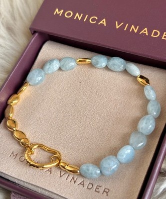 MONICA VINADER 💎 Rio Gemstone Bracelet 18k Gold & Aquamarine RRP £199 ...