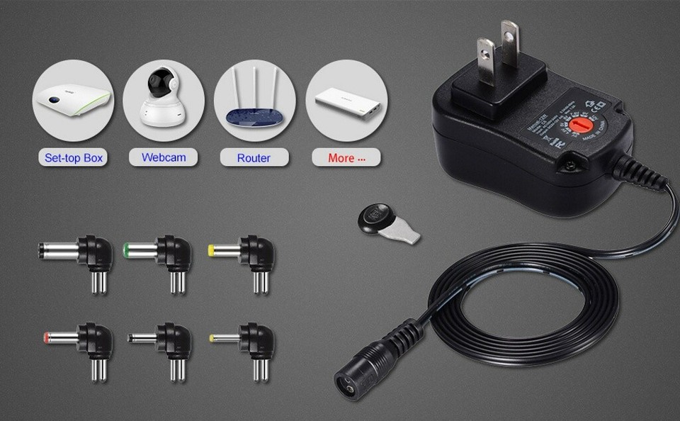 Universal Adjustable Voltage USB Port Power Supply AC/DC Adapter ...
