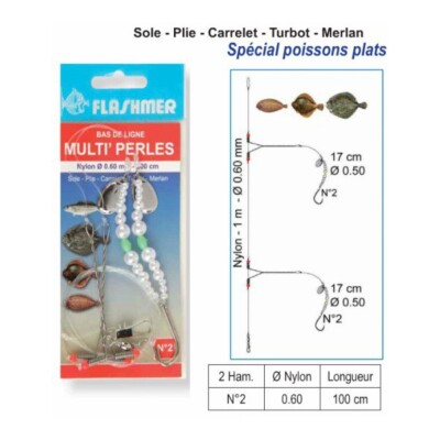 BAS DE LIGNE FLASHMER MULTI' PERLES 2 N° 2 Alciumpeche | eBay