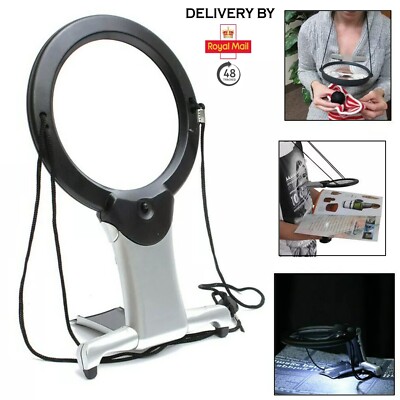 6X Large Magnifying Glass With Light Led Lamp Giant Magnifier Reading ...