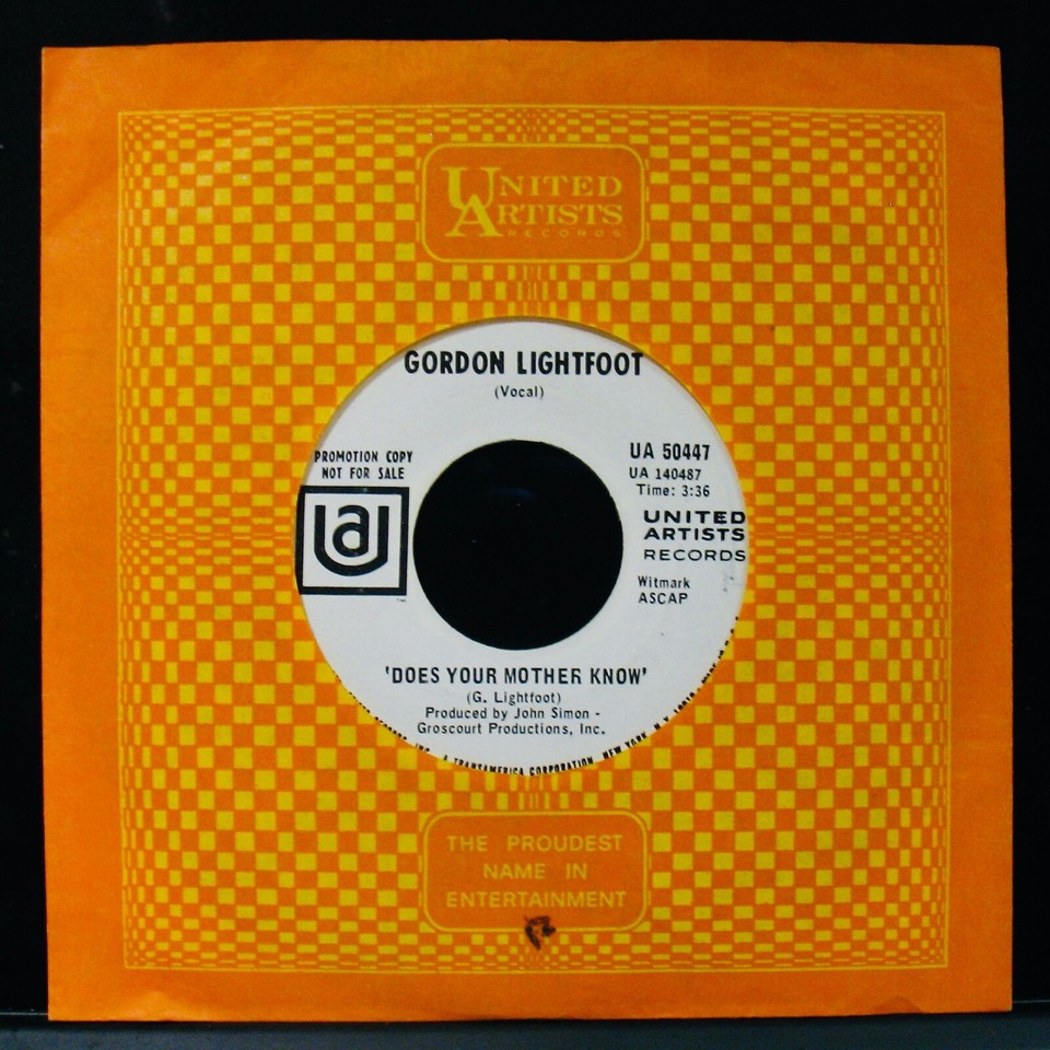 GORDON LIGHTFOOT~Signed BITTER GREEN Promo Record Sleeve+45~Canadian ...