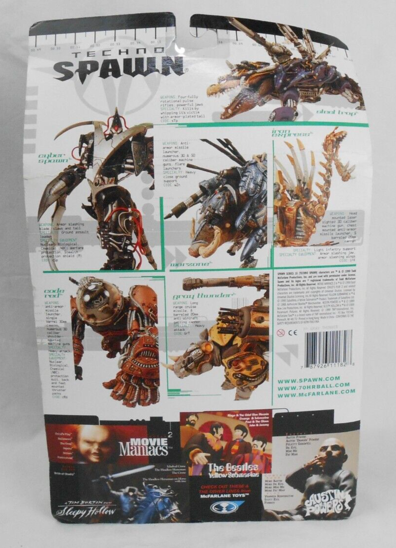 McFarlane Toys Techno Spawn Gray Thunder Rhino Action Figure New 1999 ...