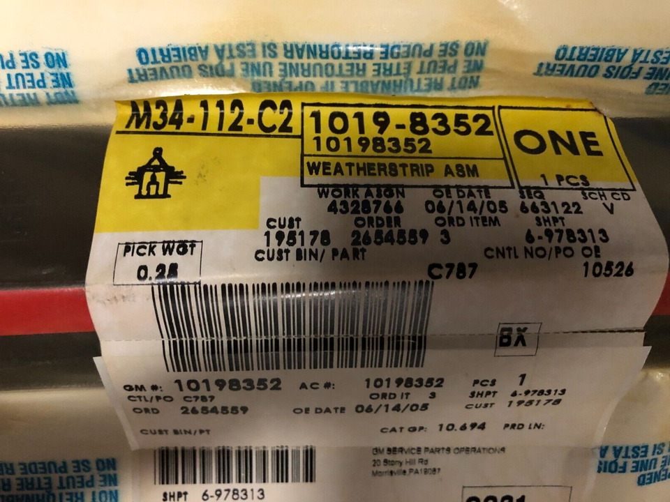 NOS 82-92 Camaro Z-28 IROC-Z Firebird Trans Am GTA TTA GM T-Top Seal ...