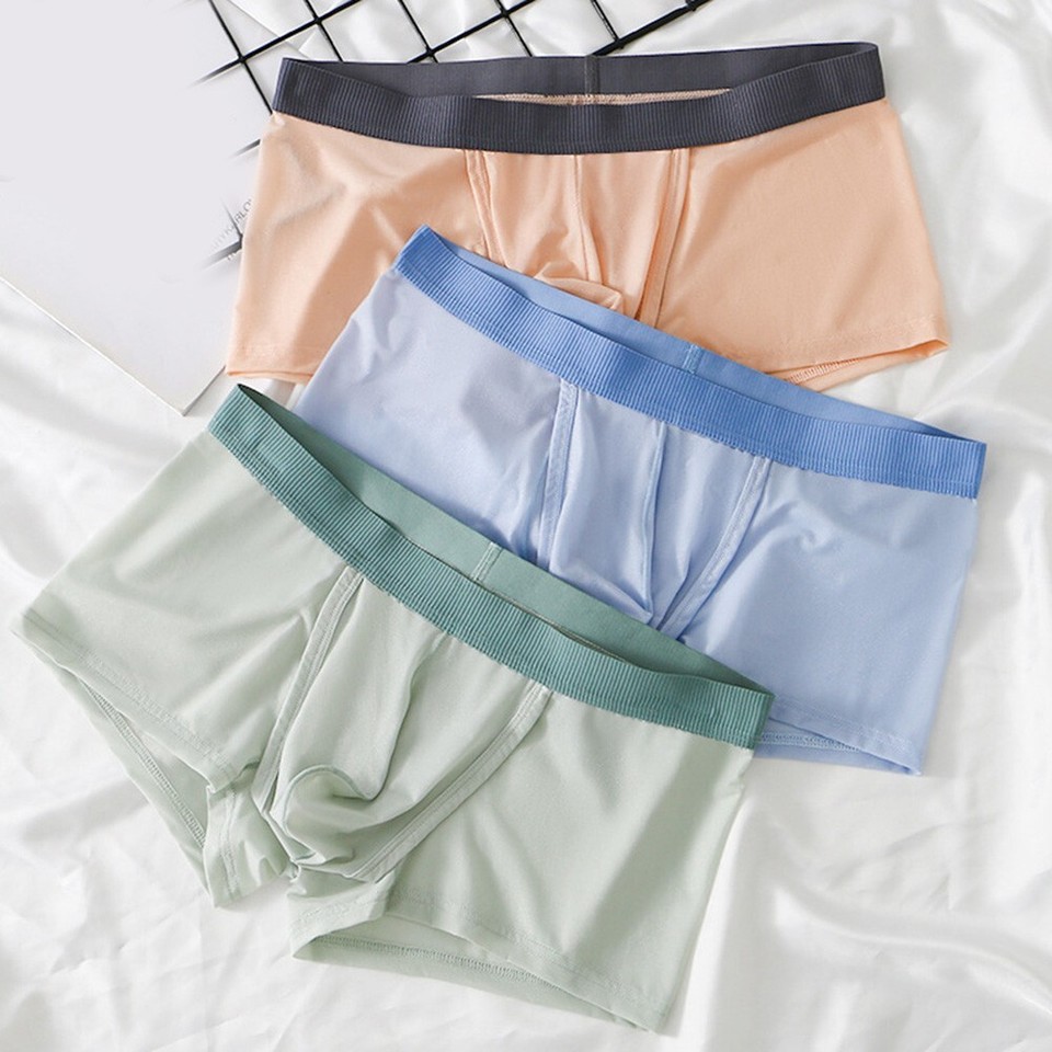 Men Ice Silk Breathable Comfy Boxers Underwear Bulge For Boxer Briefs ...
