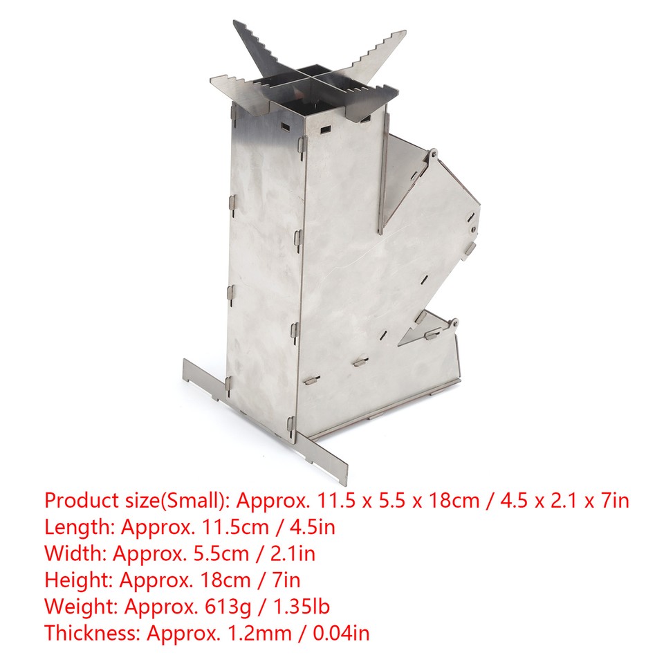 Camping Backpacking Stove Rocket Stove Stainless Steel Detachable Wood ...