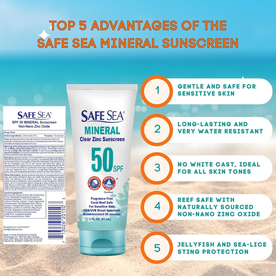 Zinc Oxide Sunscreen SPF50 | Clear Mineral Face Sunscreen without White ...