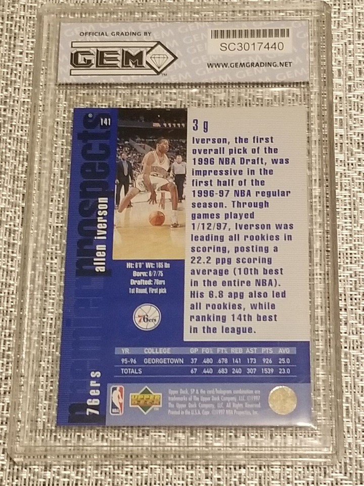 Allen Iverson Rookie Prospects RoY 2001 MvP 1996-97 Upper Deck SP RC ...