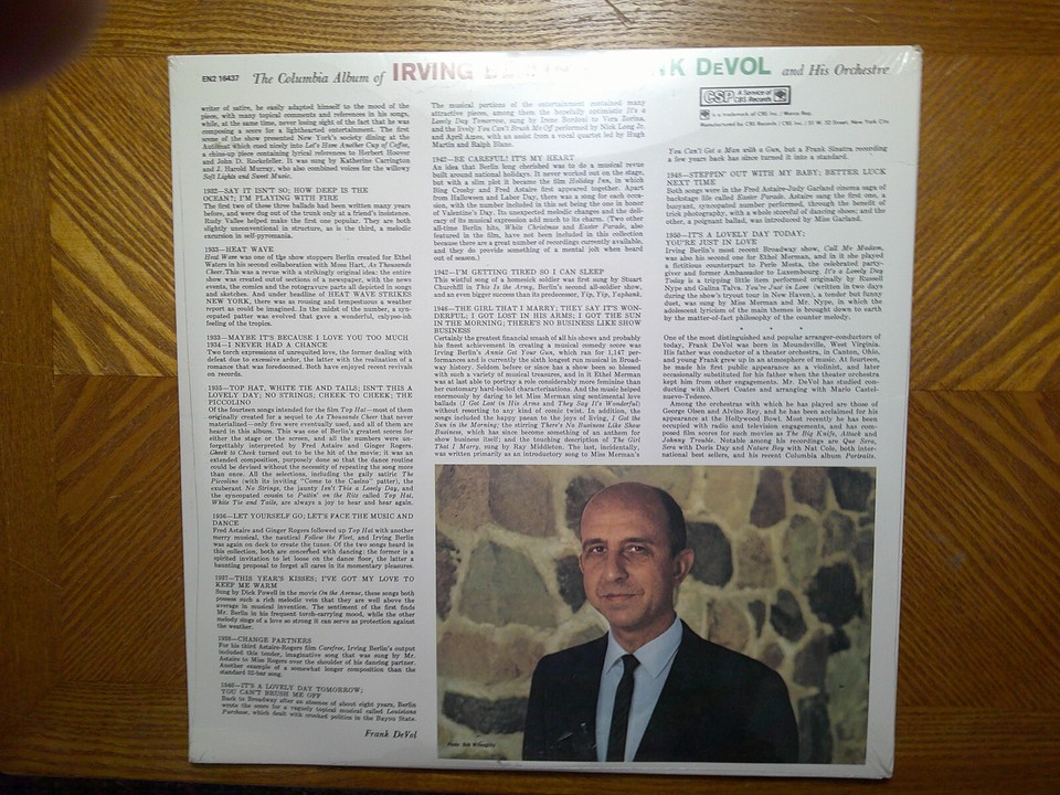 NEW SEALED COLUMBIA LP RECORD/FRANK DEVOL/THE COLUMBIA ALBUM OF IRVING BERLIN | eBay