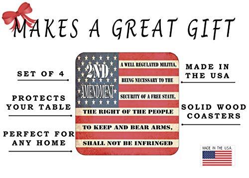 Patriotic USA Flag 2nd Amendment Drink Coaster Set Gift United States ...