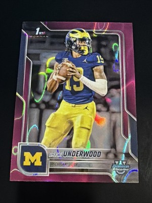 Bryce Underwood 2025 Bowman U Chrome Football Pink Lava Refractor 1st ...