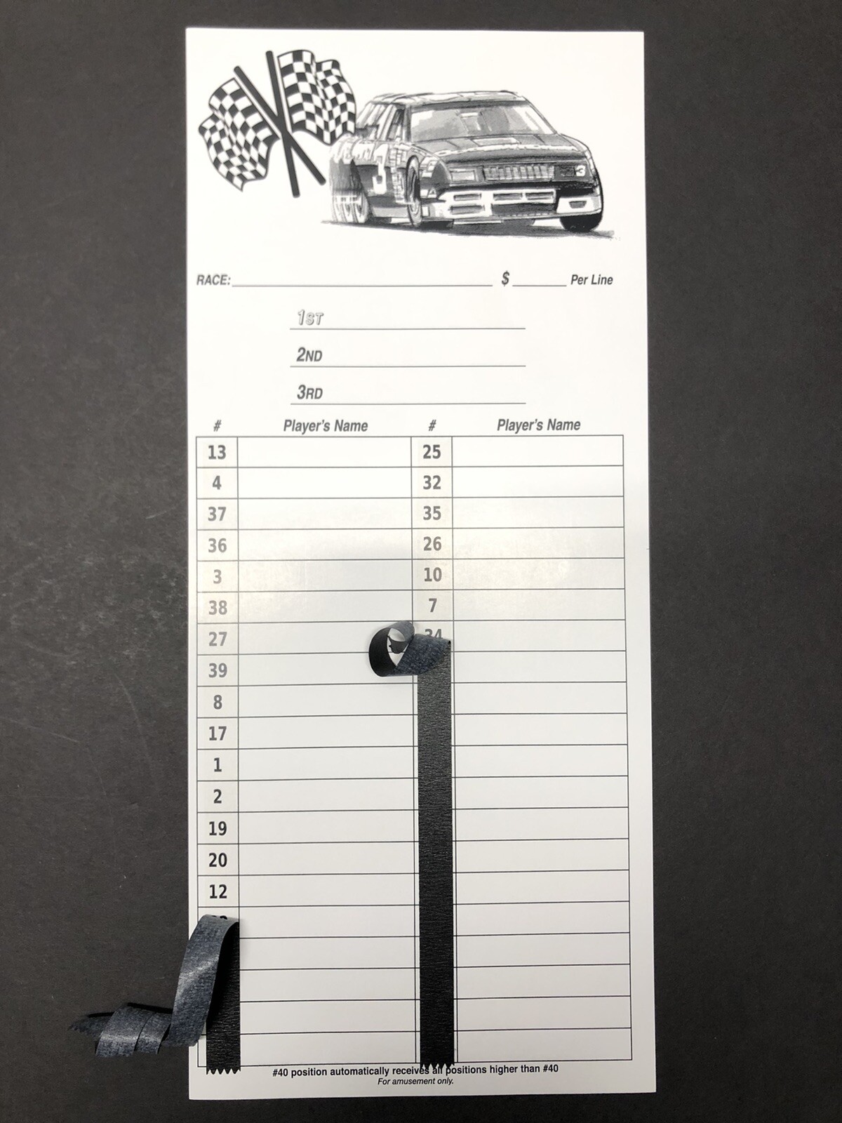 40 Line Position Nascar Race Gambling Boards / Cards Pull Strip Tab NEW ...