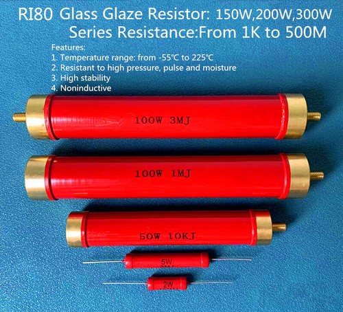 1Pc RI80 High Voltage Glass Glaze Resistor 150W, 200W,300W, Series:1K ...