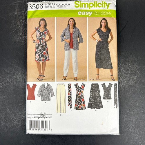 Simplicity 3506 Misses Dress Top Skirt Pants Jacket Belt Uncut Size 10 ...