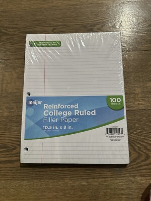 Reinforced College Filler Paper, 100 Sheets, 10.5 in x 8in (26cm x 20 ...