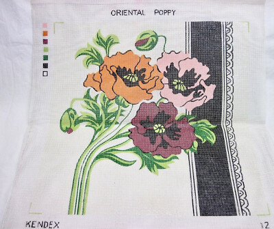 Kendex Needlepoint Canvas "Oriental poppy" 18" x 18" Canvas Size | eBay