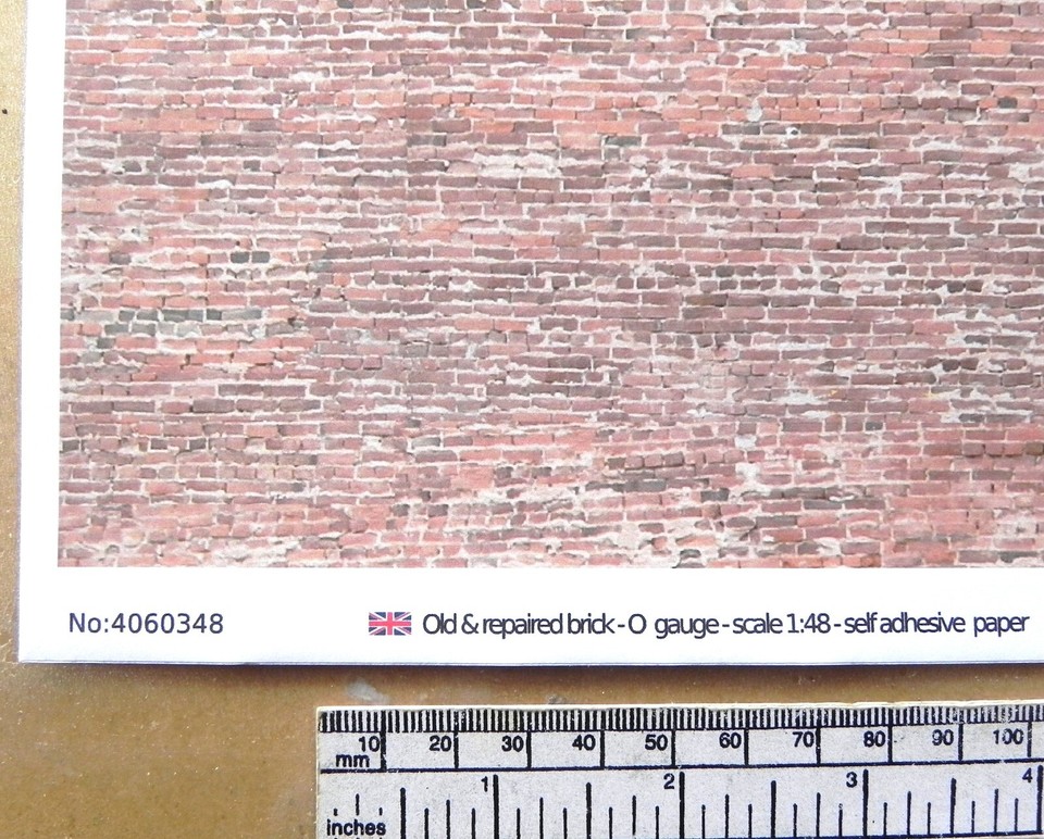 Self-adhesive paper old/replica brick for O gauge scale 1:48 A4 sheet ...