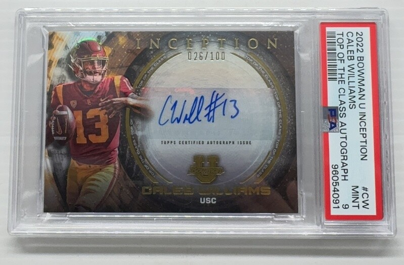 2022 Bowan University Inception Caleb Williams Top/Class Auto #26/100 ...
