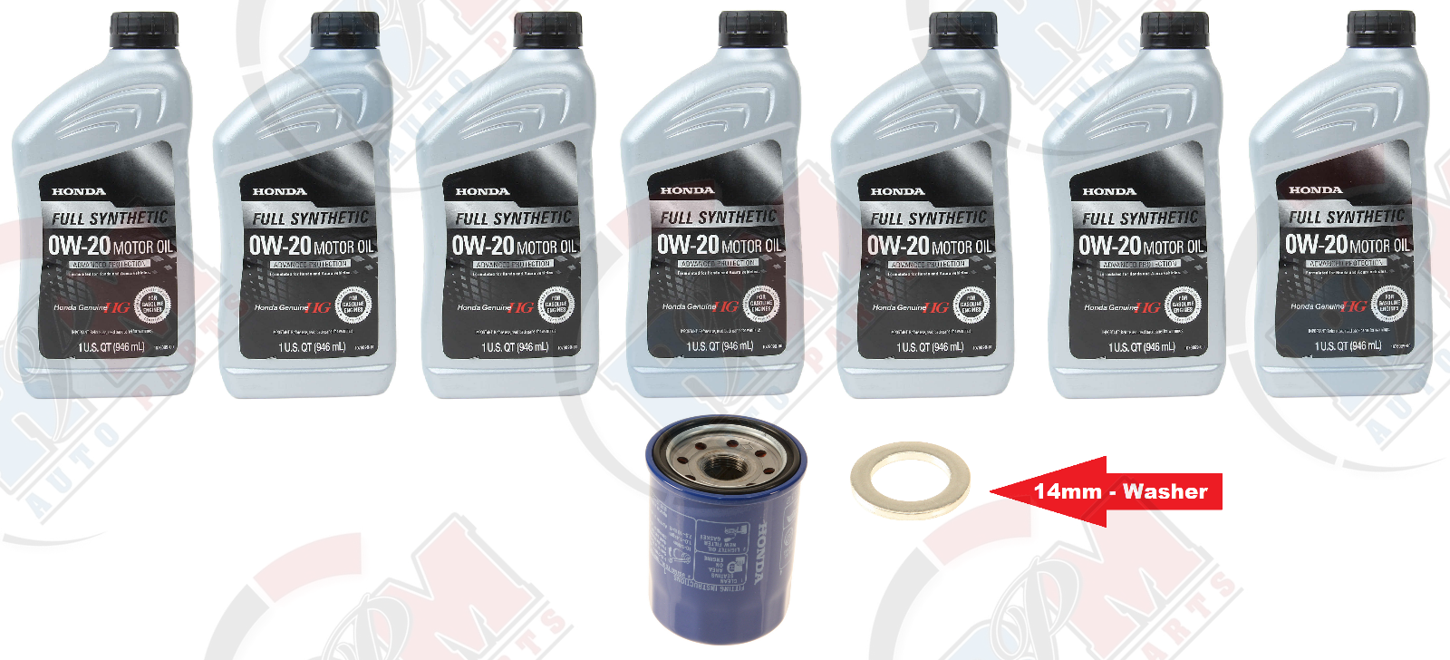 GENUINE 0W-20 Synthetic Oil (7 qts) + Honda Oil Filter + Gasket - Oil ...