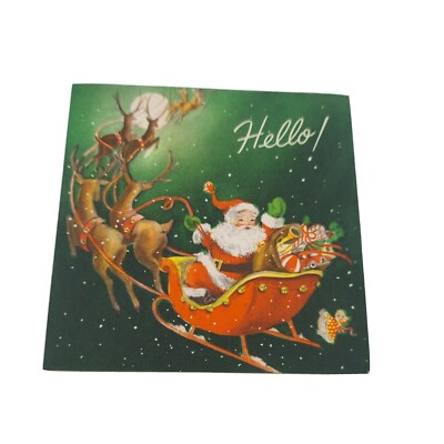 Vintage Christmas Greeting Card ~Santa in Sleigh Holding Whip ~Hallmark ...