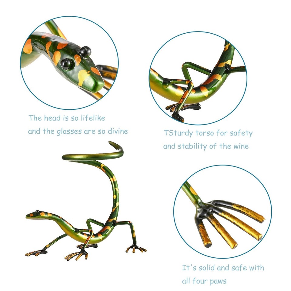 Wine Bottle Holder Wine Holder Wine Organizer Chameleon Lizards Metal ...