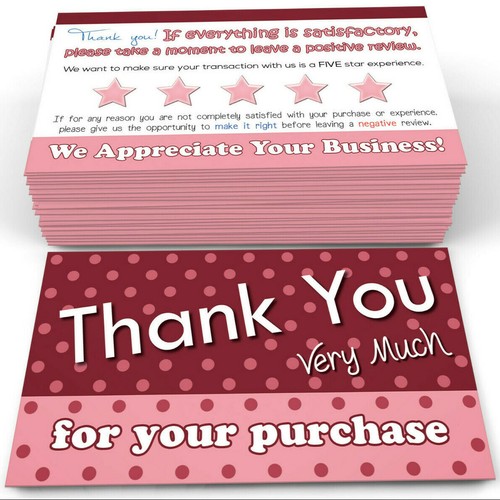 200 Pink Thank You Cards for eBay etsy Poshmark Shopify Sellers | eBay