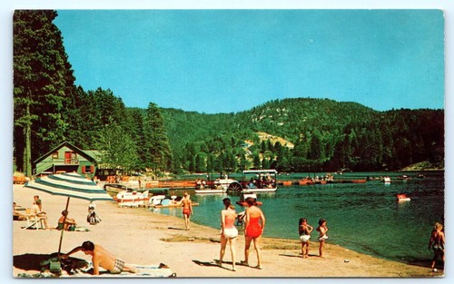CRESTLINE, CA California ~ LAKE GREGORY Beach Scene c1950s Ferris Scott ...