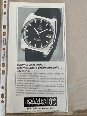 Roamer Mustang Ref. 256 Original Vintage Werbung 1967 Reklame advert ...