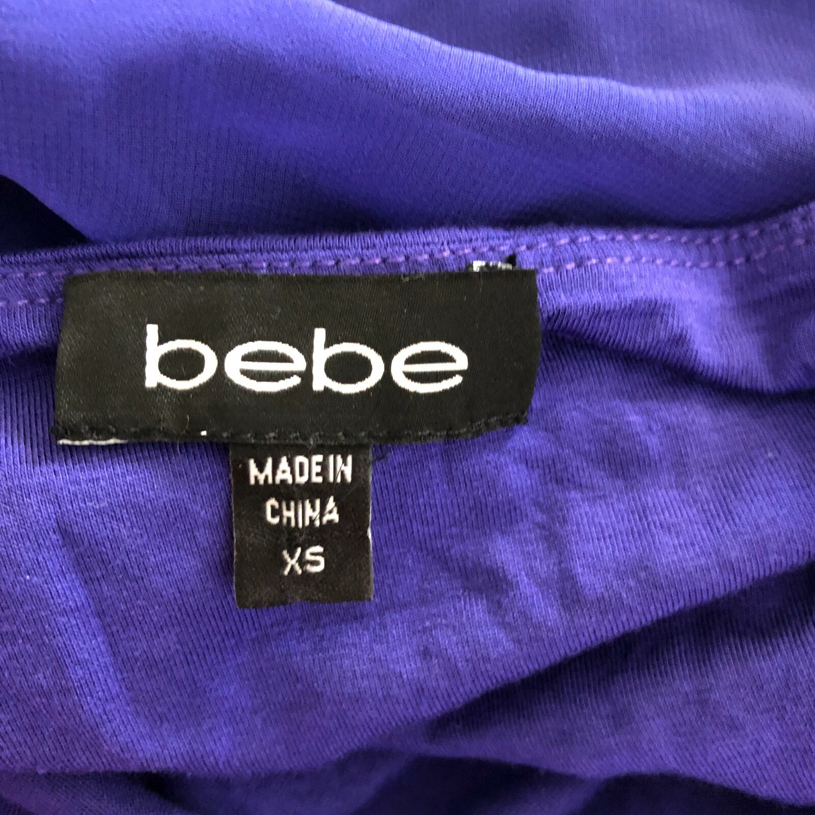 Bebe Women's Purple Cowl Neck Stretch Caftan Top Sheer Slit Sleeve XS ...